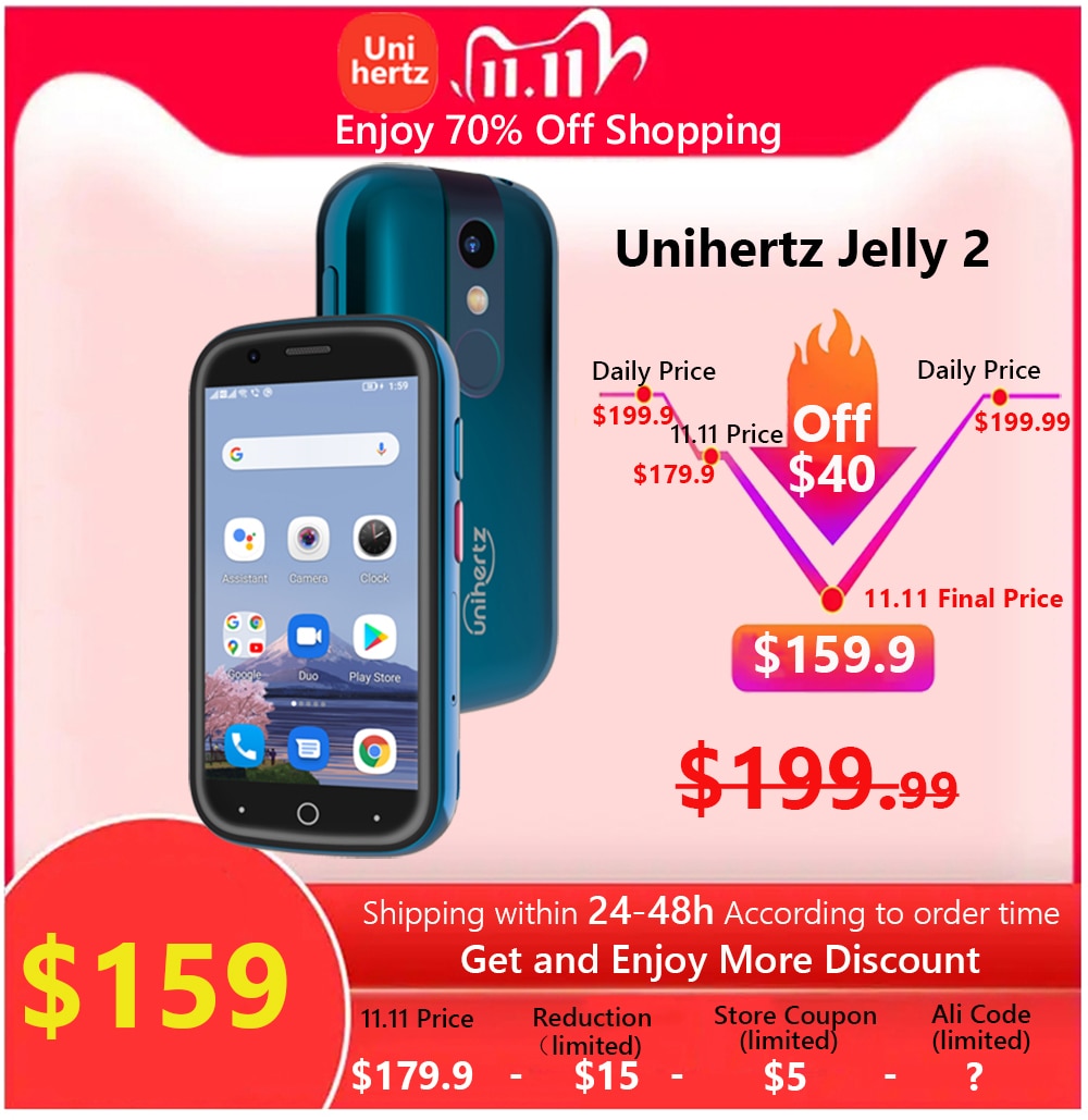 רק 153$\540 ש"ח עם הקופון 11SAhmedGet18 לסמרטפון הסופר קומפקטי Unihertz ...